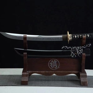Hand-forged Short Samurai Sword Wakizashi Katana Sword T10 Steel Clay ...
