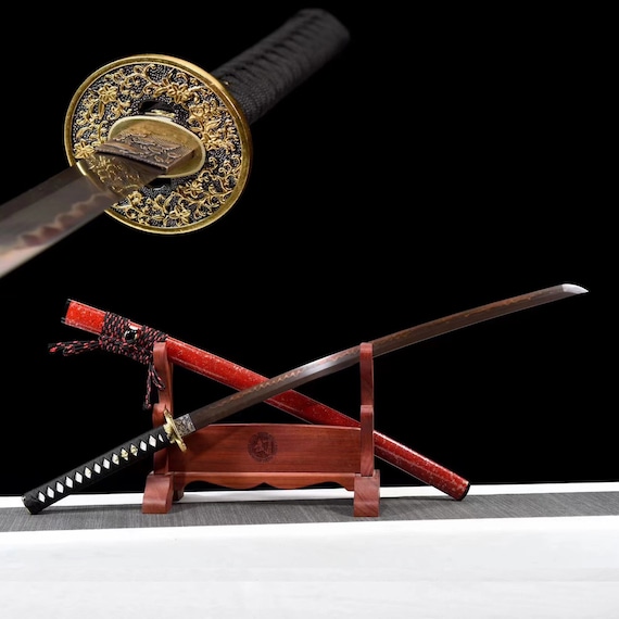 Hand-forged Japanese Samurai Sword Red Katana Full Tang | Etsy