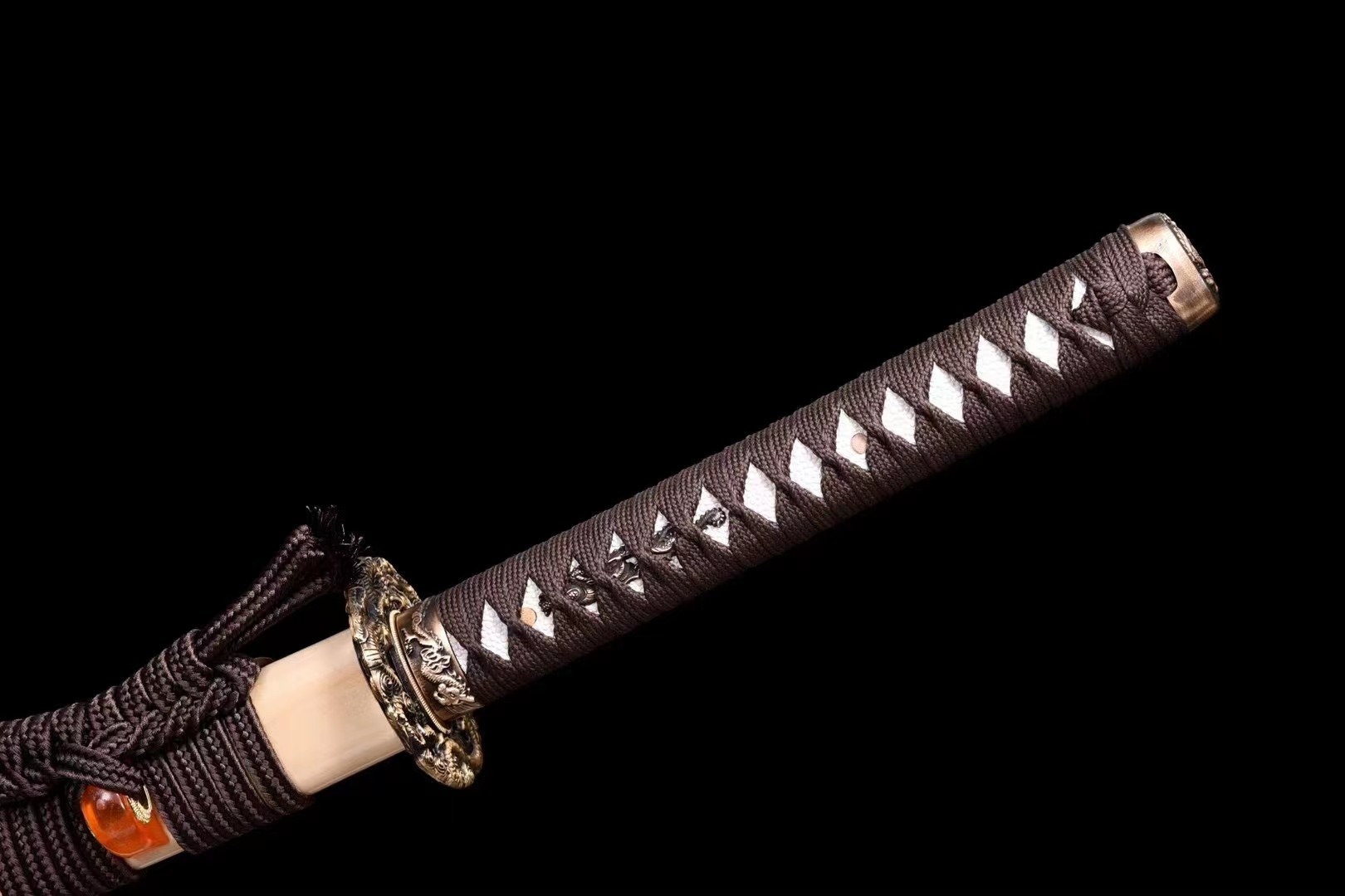 Hand-forged Japanese Katana Full Tang 1060 Steel Golden Blade A Real ...