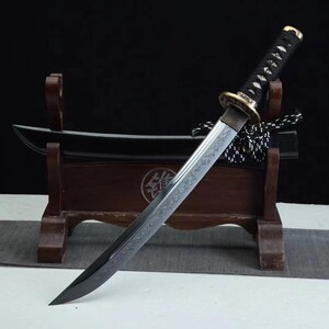 Hand-forged Short Samurai Sword Wakizashi Katana Sword T10 Steel Clay ...