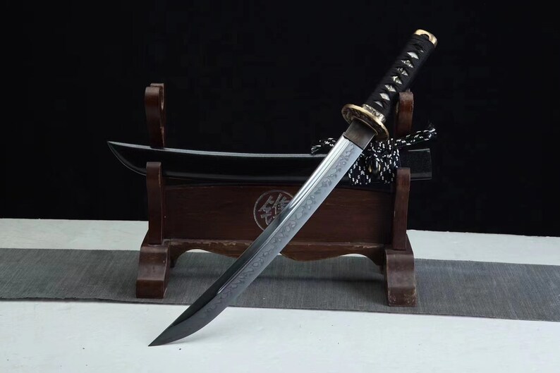 Hand-forged Short Samurai Sword Wakizashi Katana Sword T10 Steel Clay ...