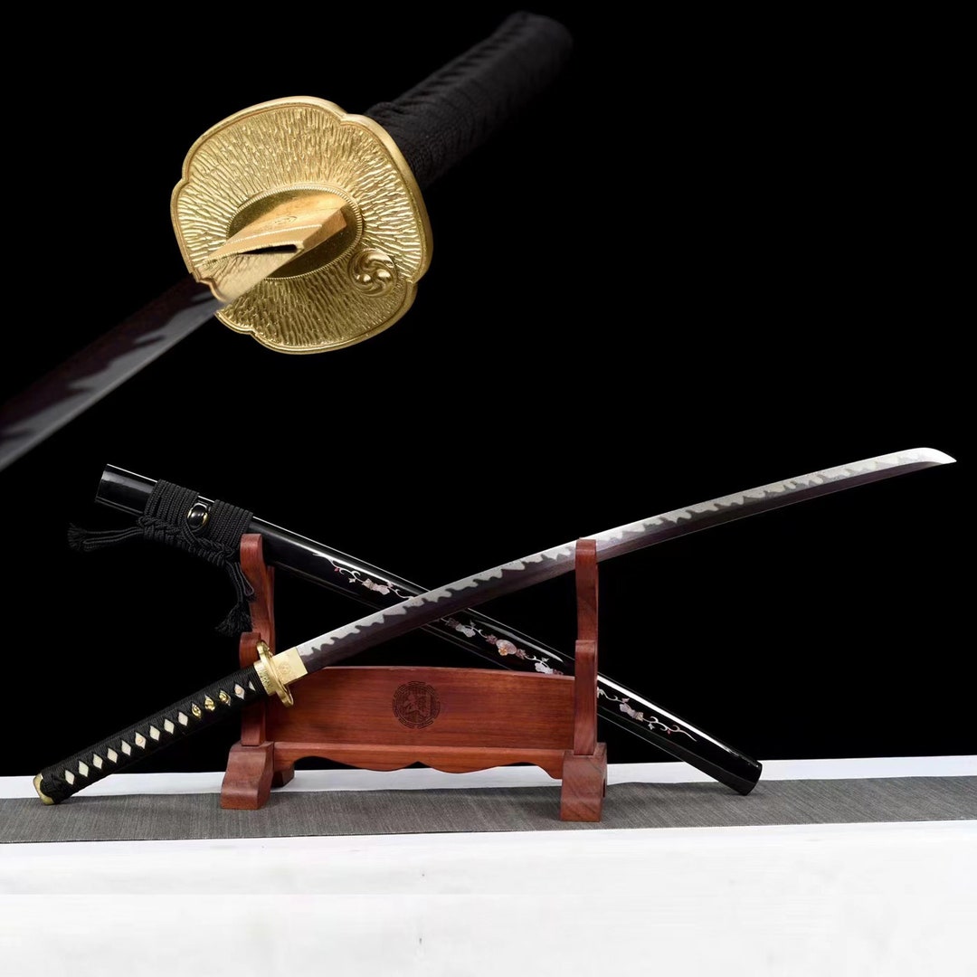 Hand-forged Japanese Samurai Straight Sword Quan Tang Damascus Steel ...