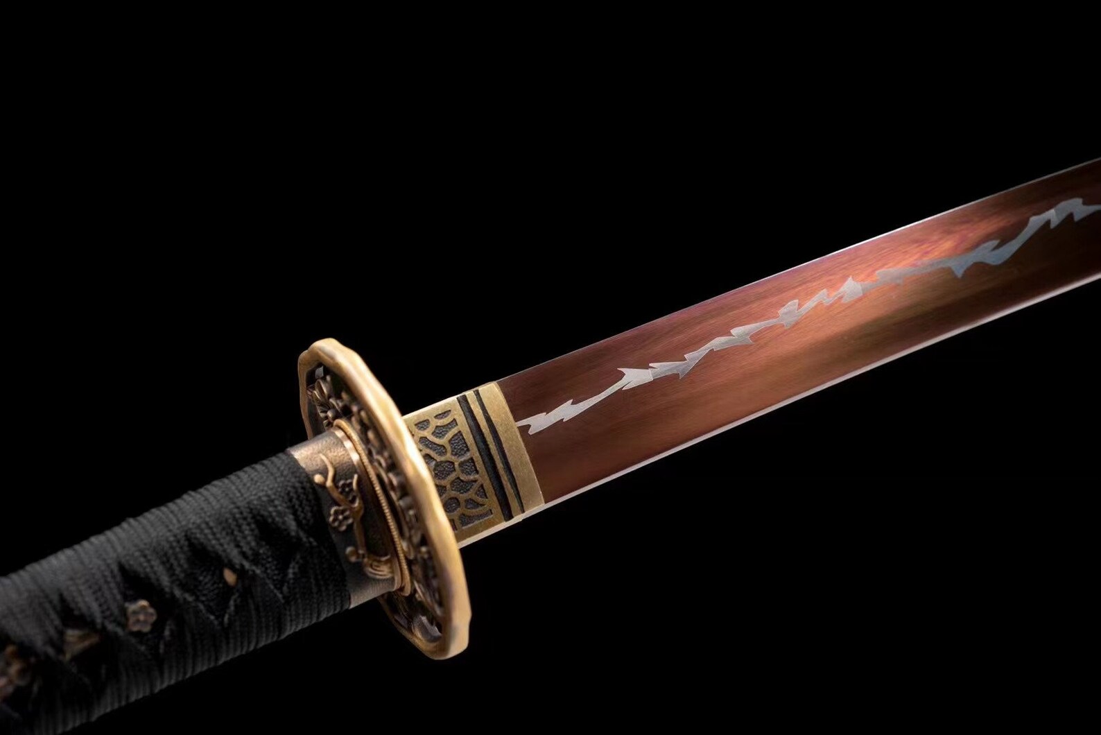 Japanese Samurai Sword All-tang Katana 1060 Steel Hair Red Blade ...