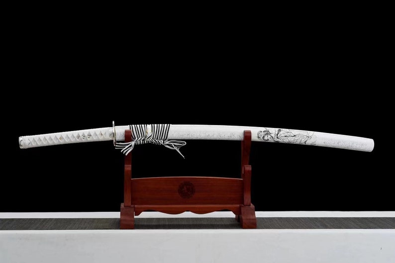 Hand Forged Japanese Sword Full Tangatana 1045 Steel Katana White Knife ...