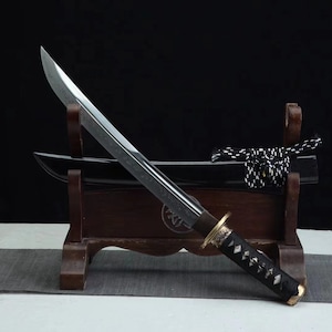 Hand-forged Short Samurai Sword Wakizashi Katana Sword T10 Steel Clay ...