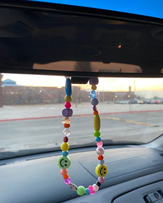 Rear view Mirror hanging Accessory car Decor beaded y2k colorful multicolored Etsy