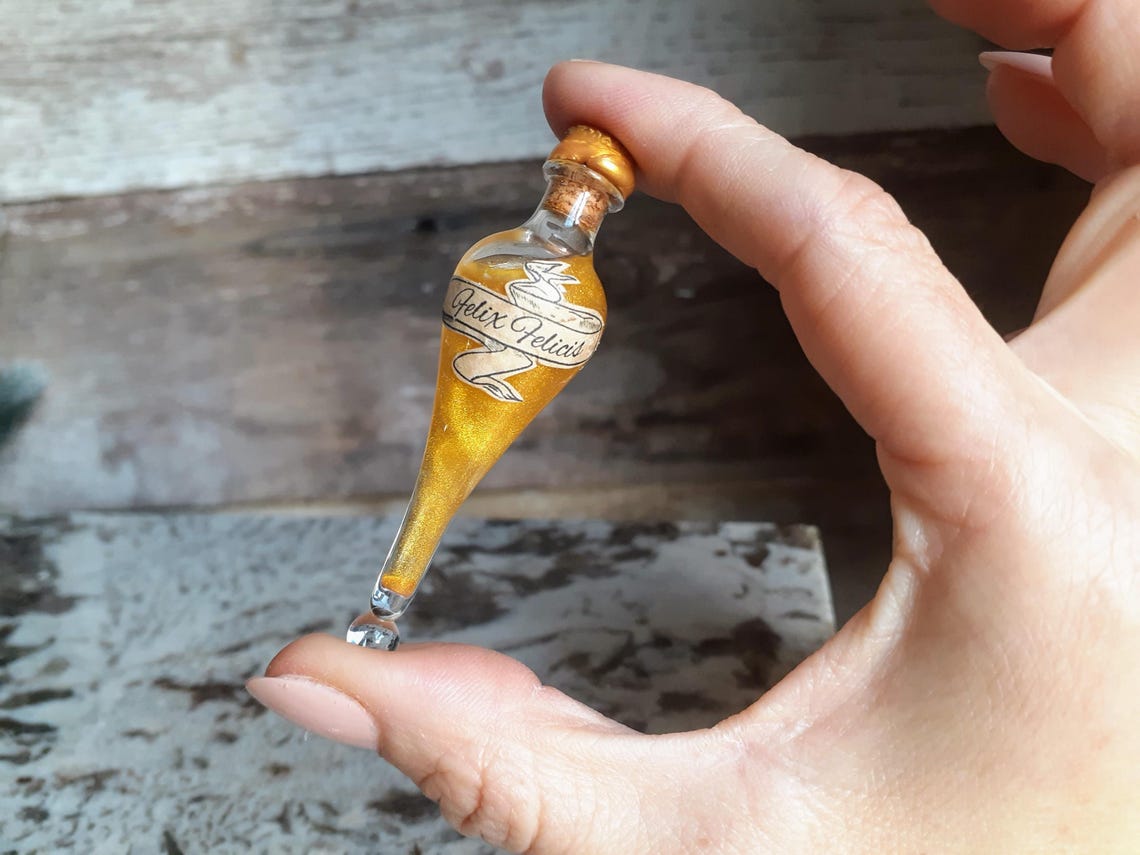 Felix Felicis Potion Liquid Luck Glass Vial | Glass Teardrop Felix ...