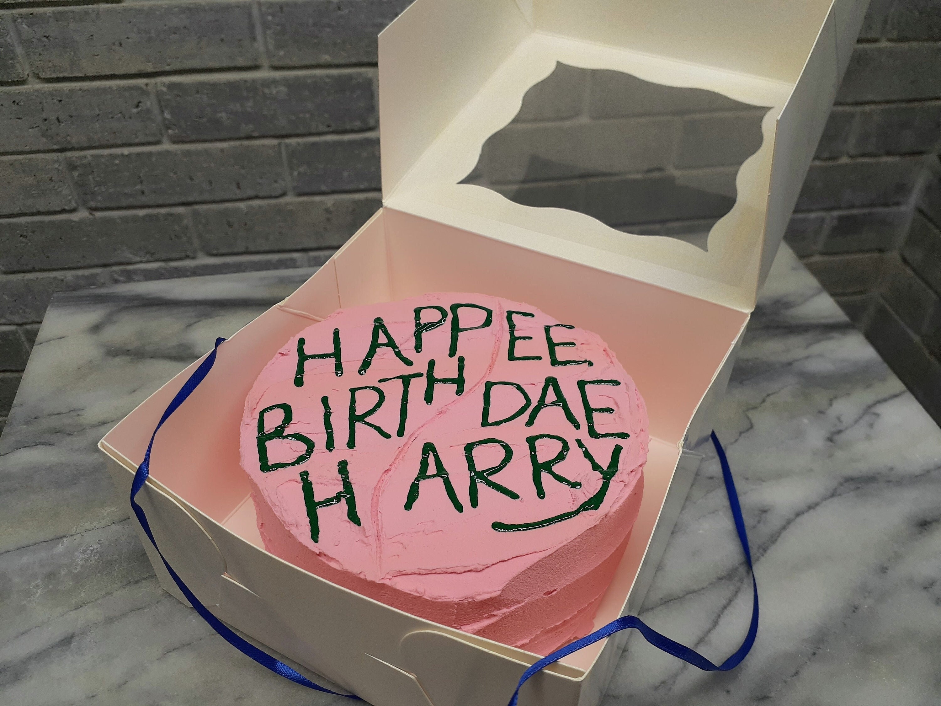 Happee Birthdae Cake Harry's Birthday Cake With Box & - Etsy