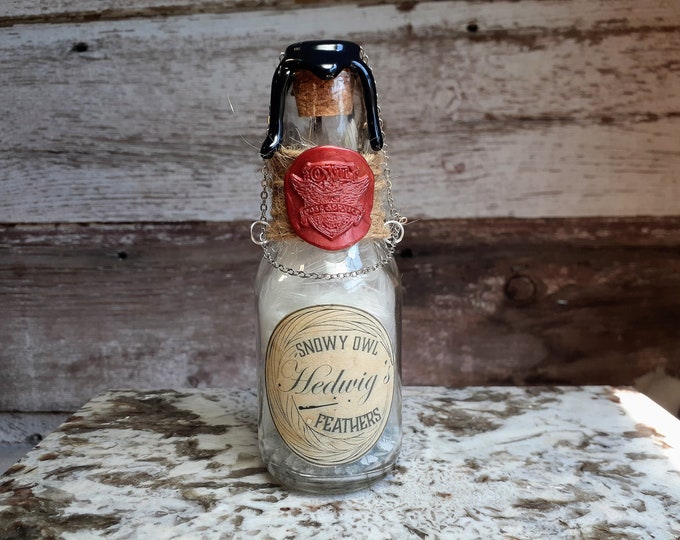Snowy Owl Feathers | Wizard School Prop | Glass Apothecary Bottle ...