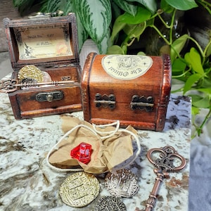 Wizarding Bank Vault Key Coins & Mini Sorcerer's Stone | Wood Trunk ...