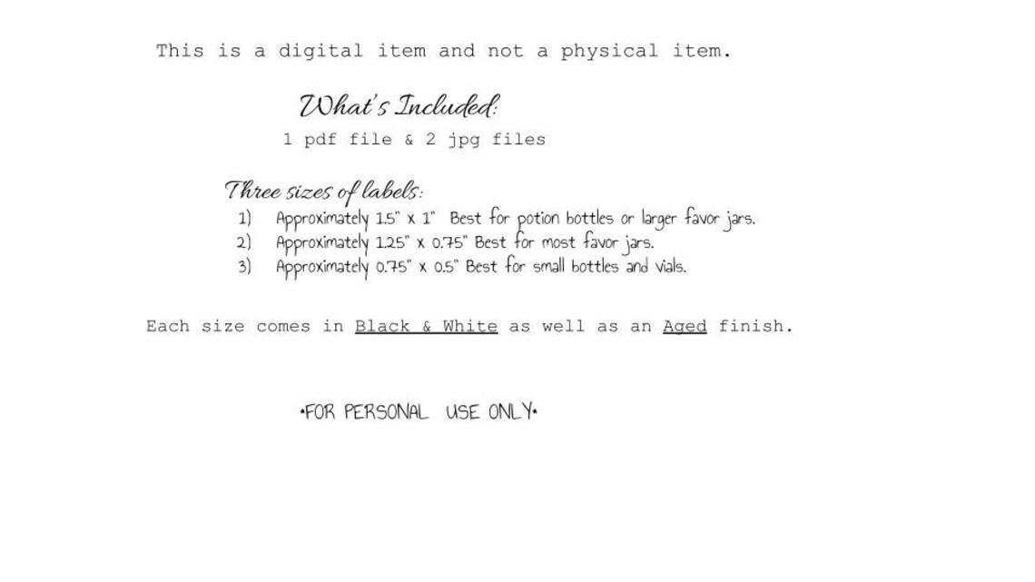 Felix Felicis Labels | DIGITAL Item | Liquid Luck Potion Favor Jar ...