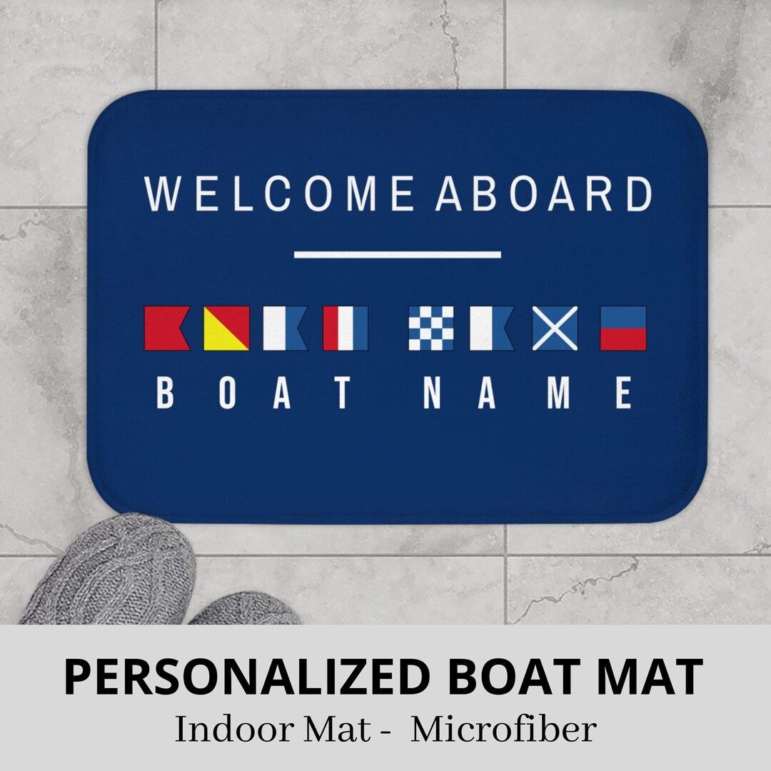Nautical Flags Indoor Mat With Custom Text or Boat Name Spelled Out in ...