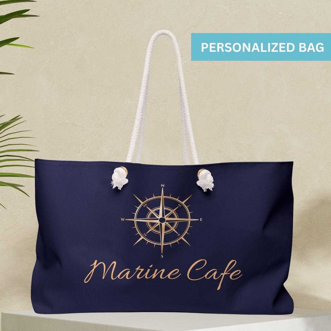 Personalized Nautical Bag, Weekender Bag, Navy Blue With Gold Compass ...