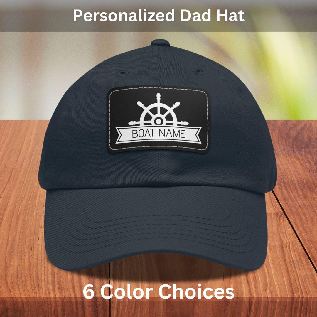 Boat Name Dad Hat With Ship Wheel, Personalized Baseball Cap for Boat ...