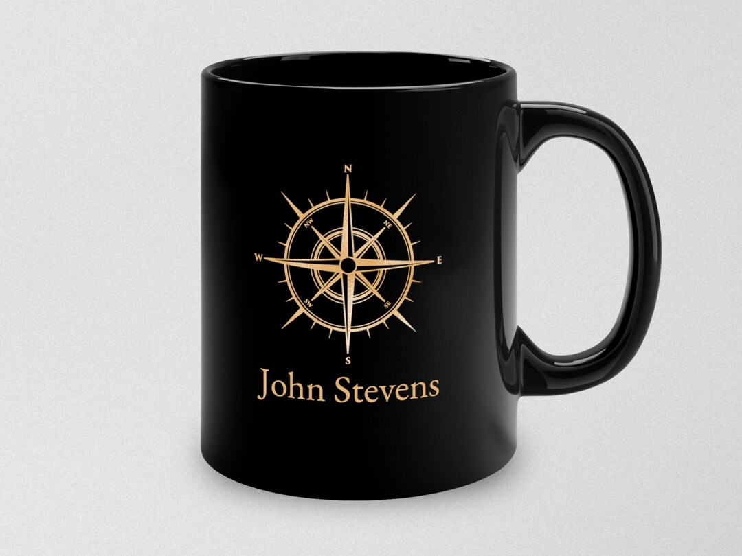 Personalized Mug With Nautical Compass, Captain Mug, Boat Owner Mug ...
