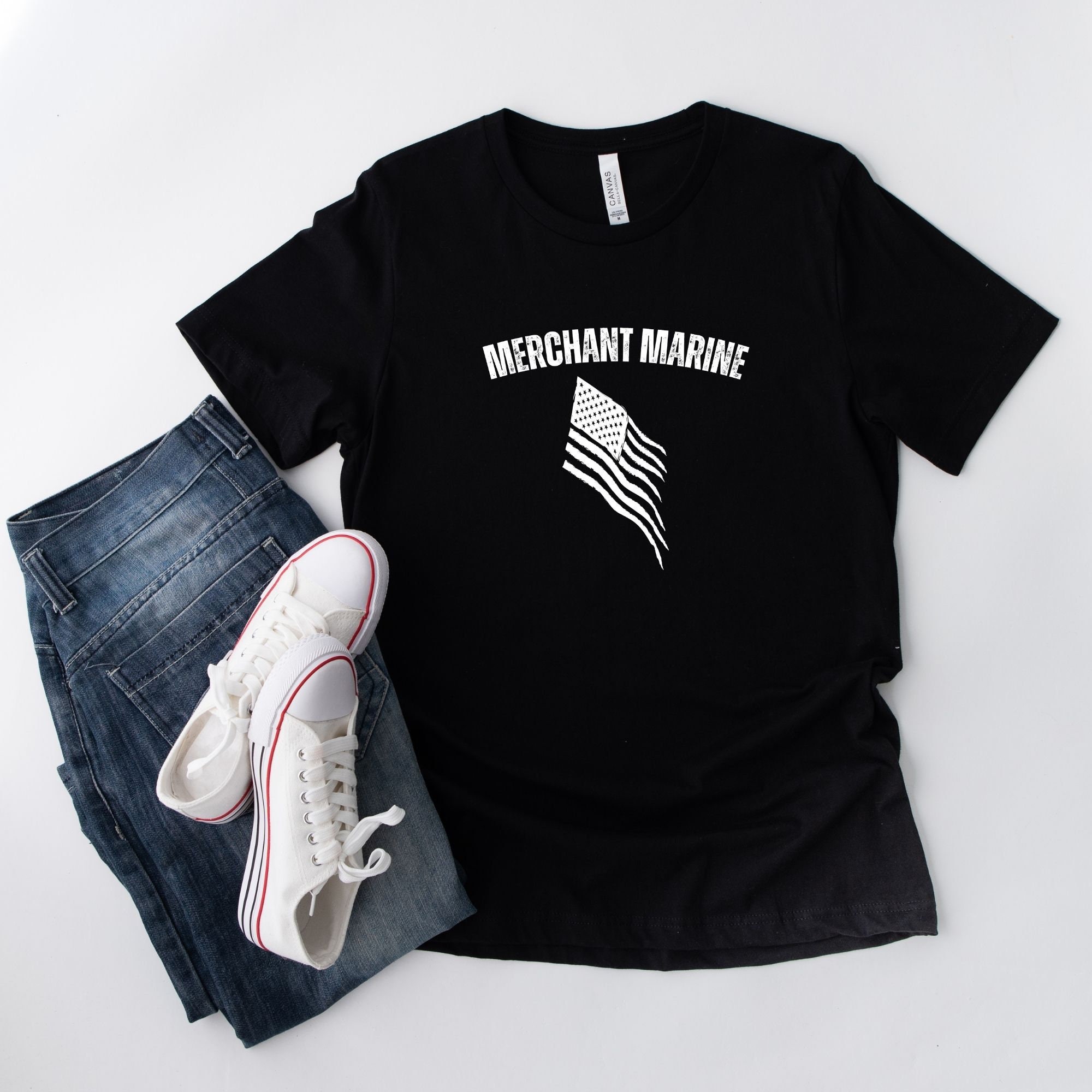 Merchant Marine T-shirt, American Flag Merchant Mariner Shirt, Tee ...
