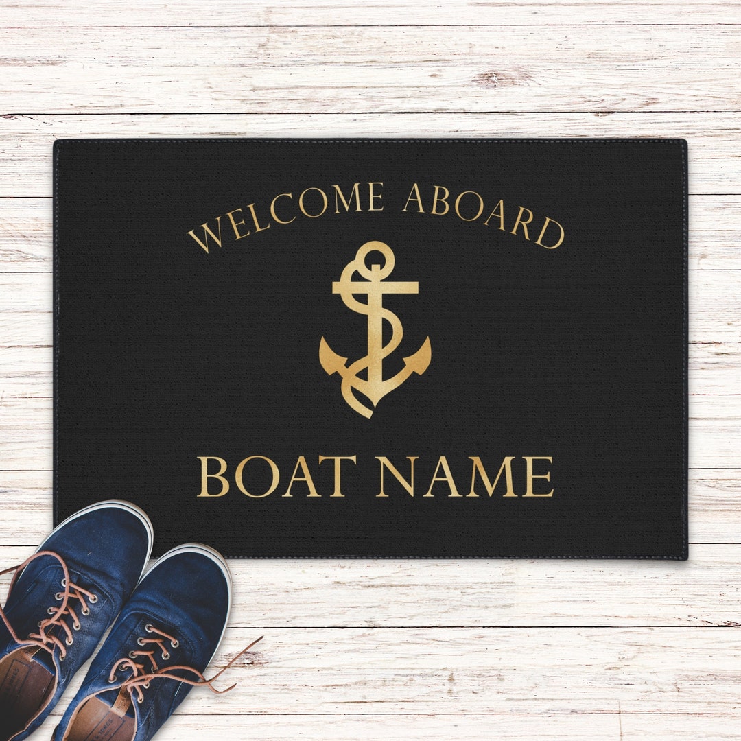 Welcome Aboard Boat Mat, Boat Owner Heavy Duty Floor Mat, Boating Mat ...