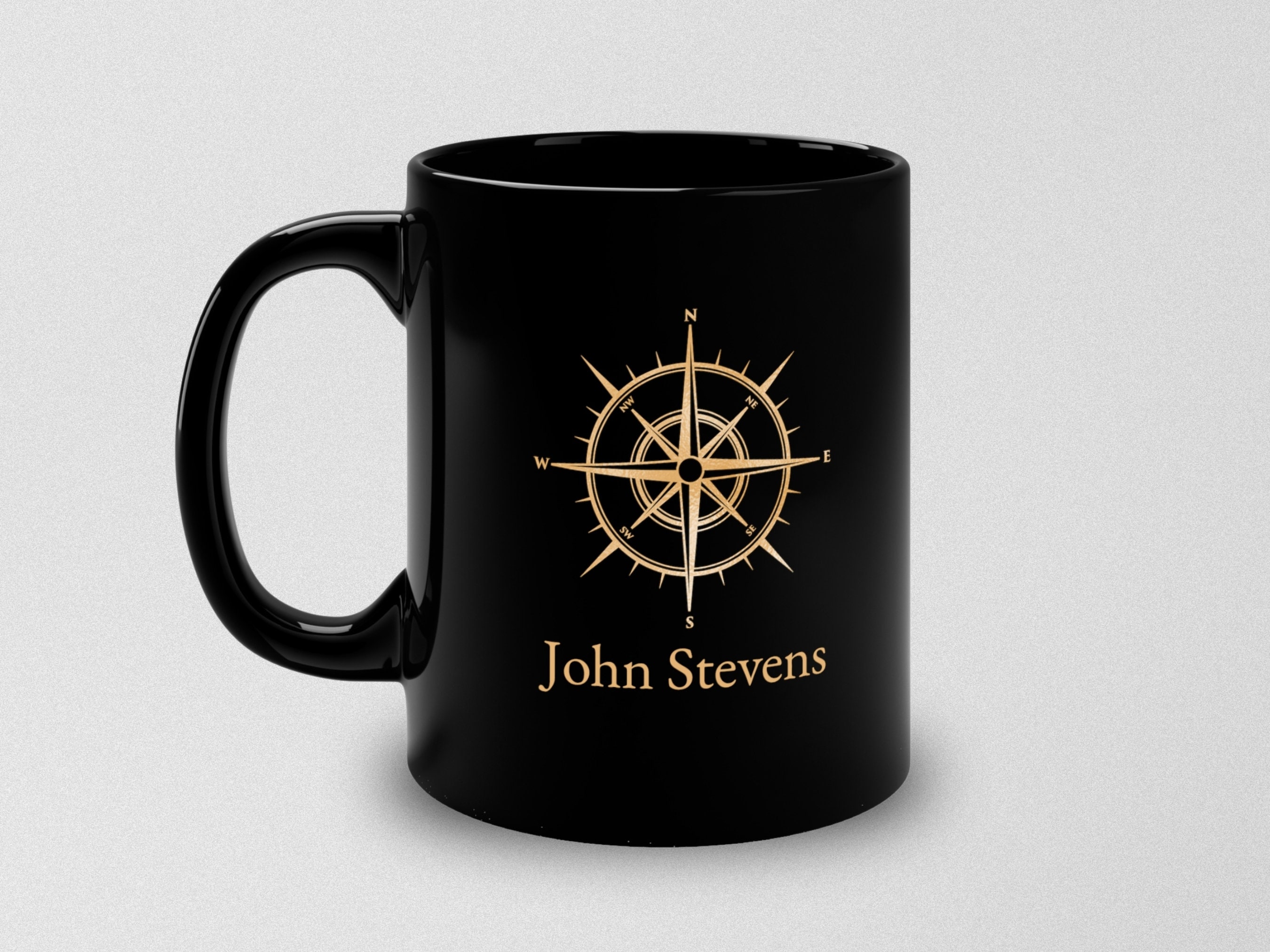 Personalized Mug With Nautical Compass, Captain Mug, Boat Owner Mug ...