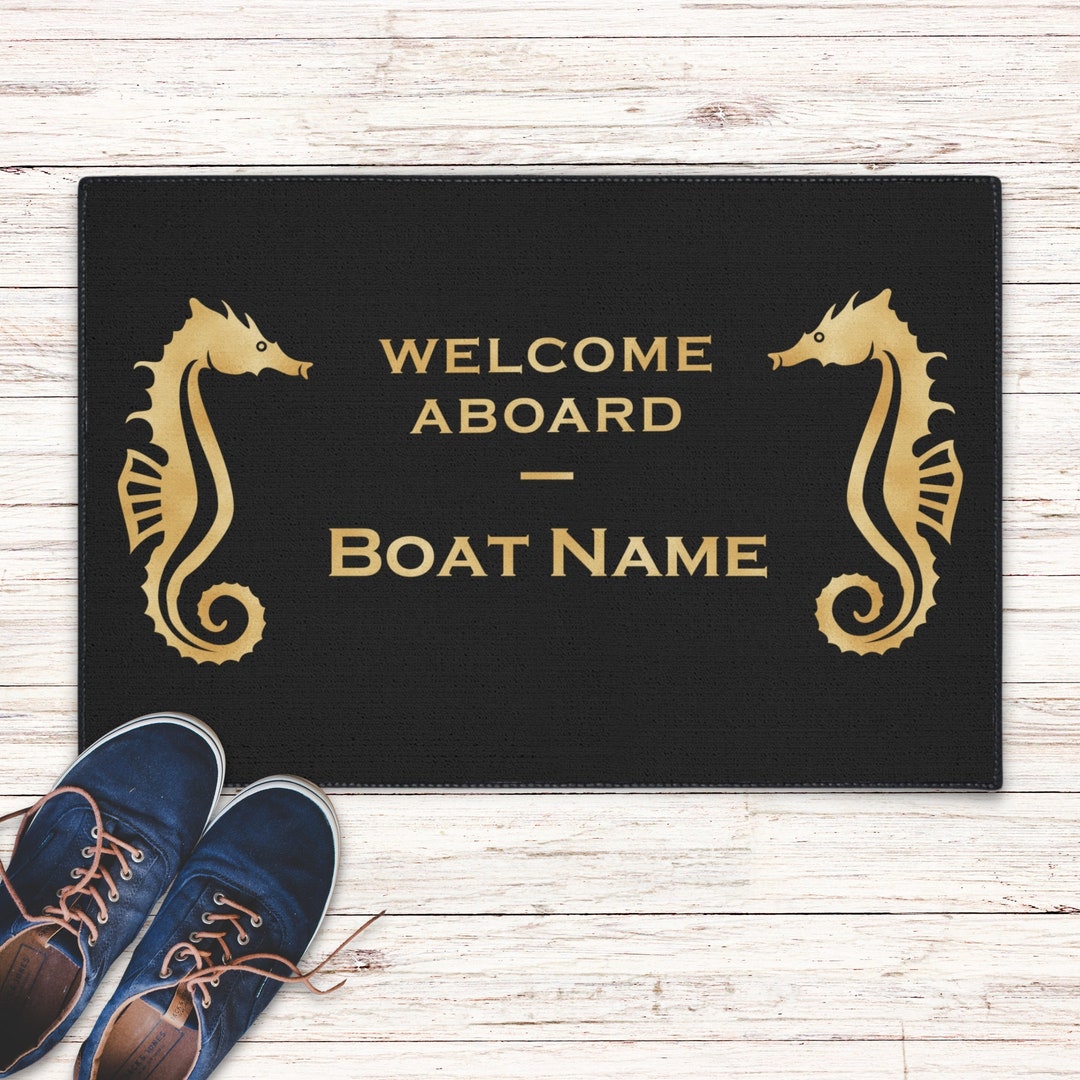 Boat Owner Heavy Duty Floor Mat, Seahorse Welcome Mat, Personalized ...