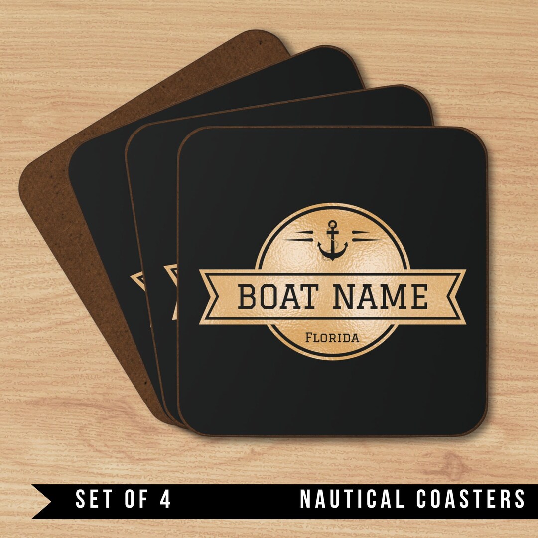 Set of 4 Nautical Coasters for Boat Owners, Nautical Coaster Set ...