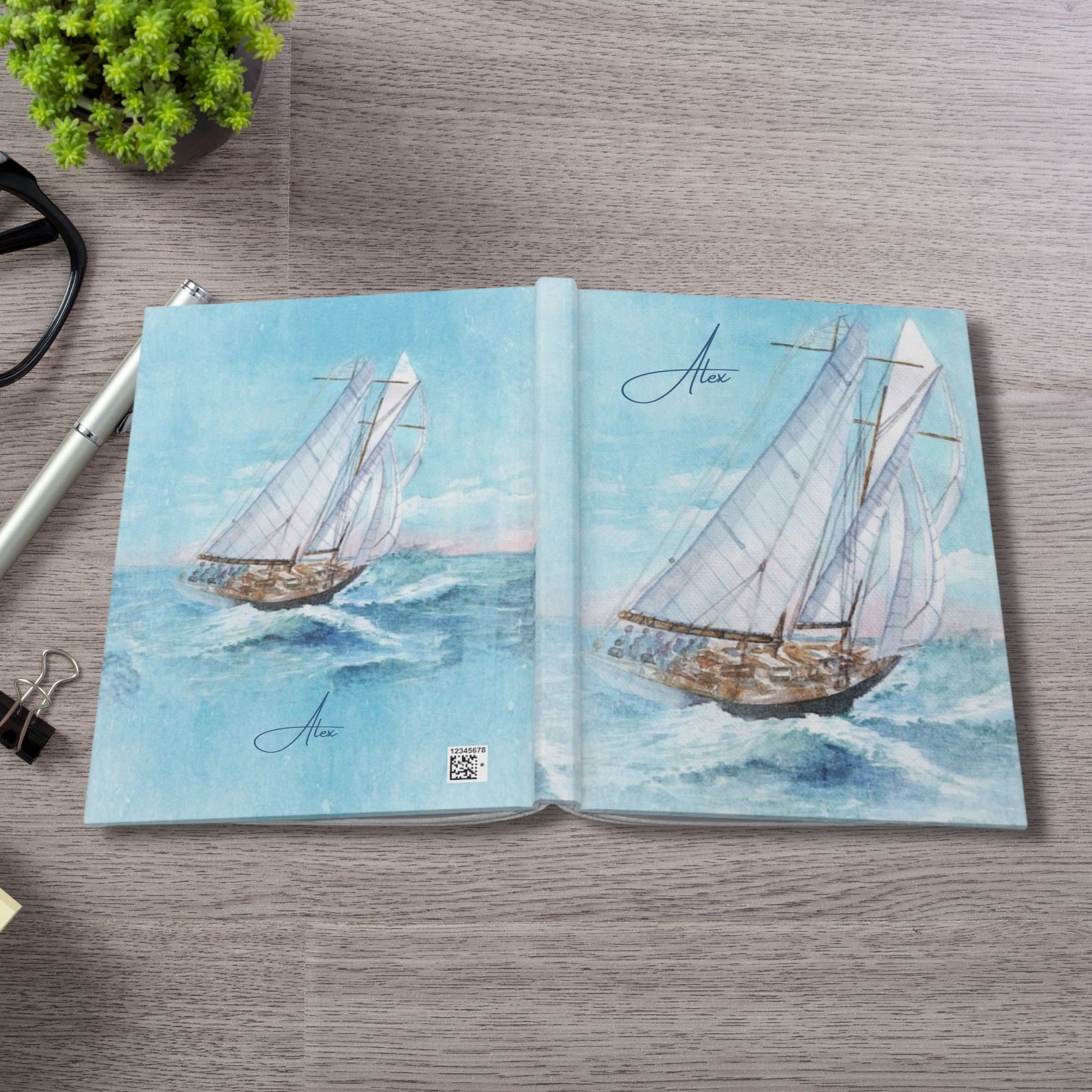 Personalized Hardcover Journal, Sailboat Journal, Customizable Sailing ...