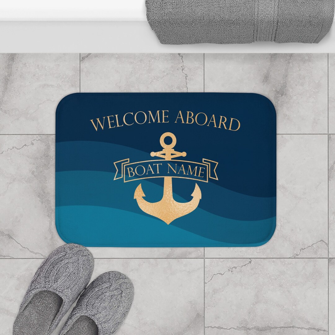Custom Welcome Mat for Boat, Personalized Bath Mat, Nautical Mat, Boat ...
