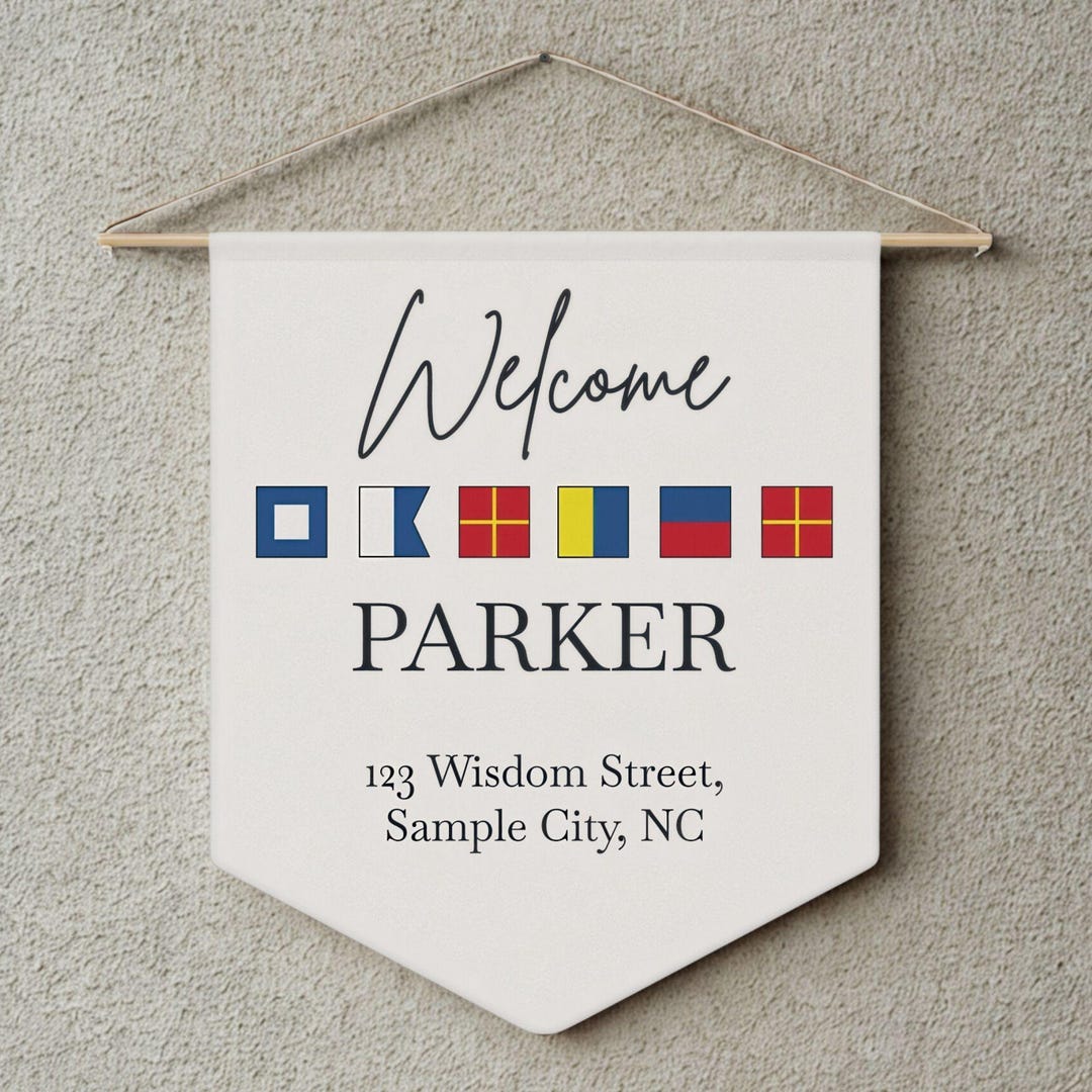 Nautical Flag Welcome Pennant, Personalized Family Name Sign for Lake ...