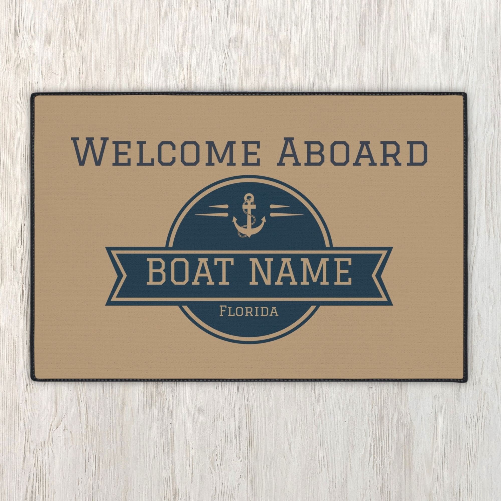 Welcome Aboard Boat Mat, Personalized Heavy Duty Outdoor Mat for Boat ...