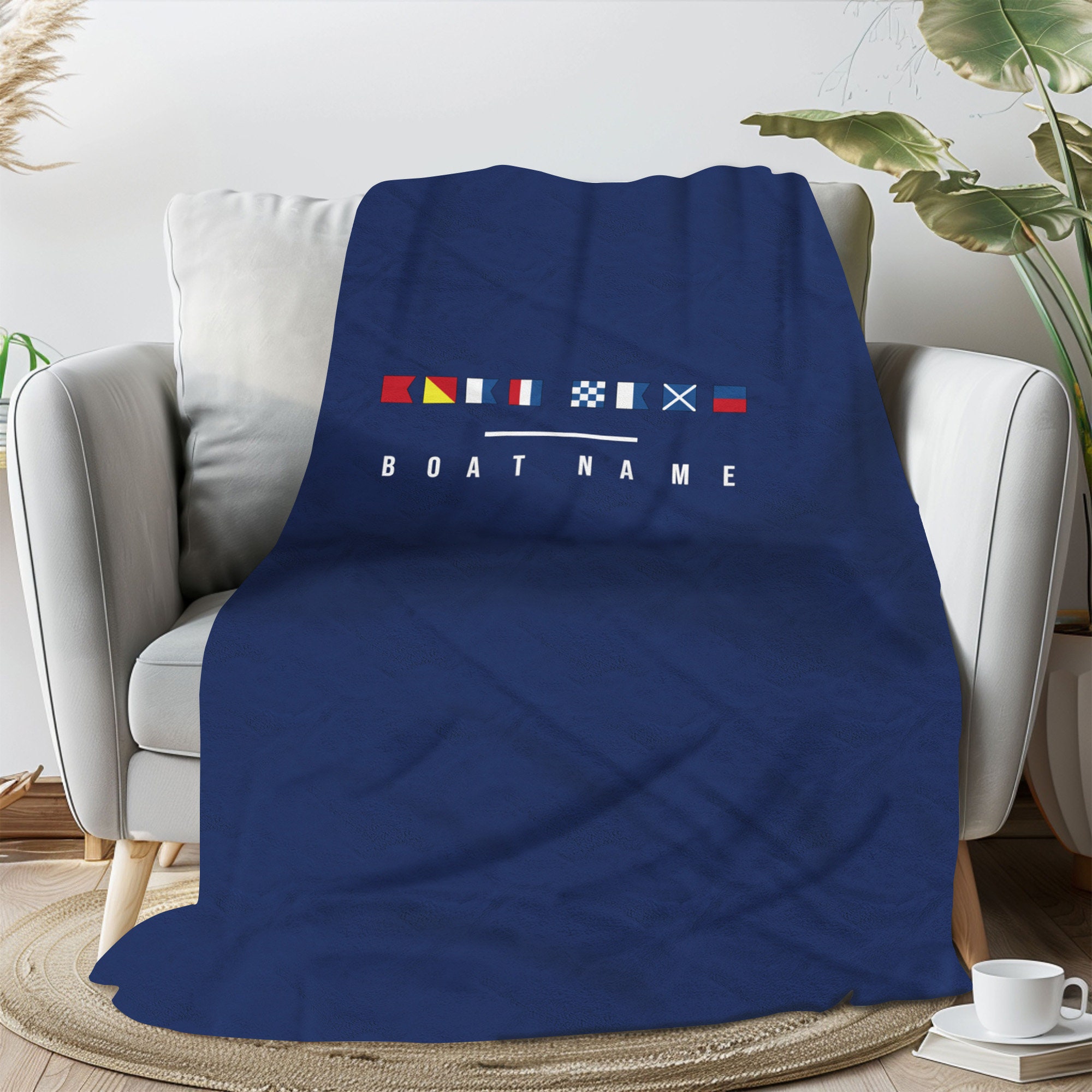 Personalized Boat Blanket, Custom Nautical Plush Blanket, Boat or Yacht ...