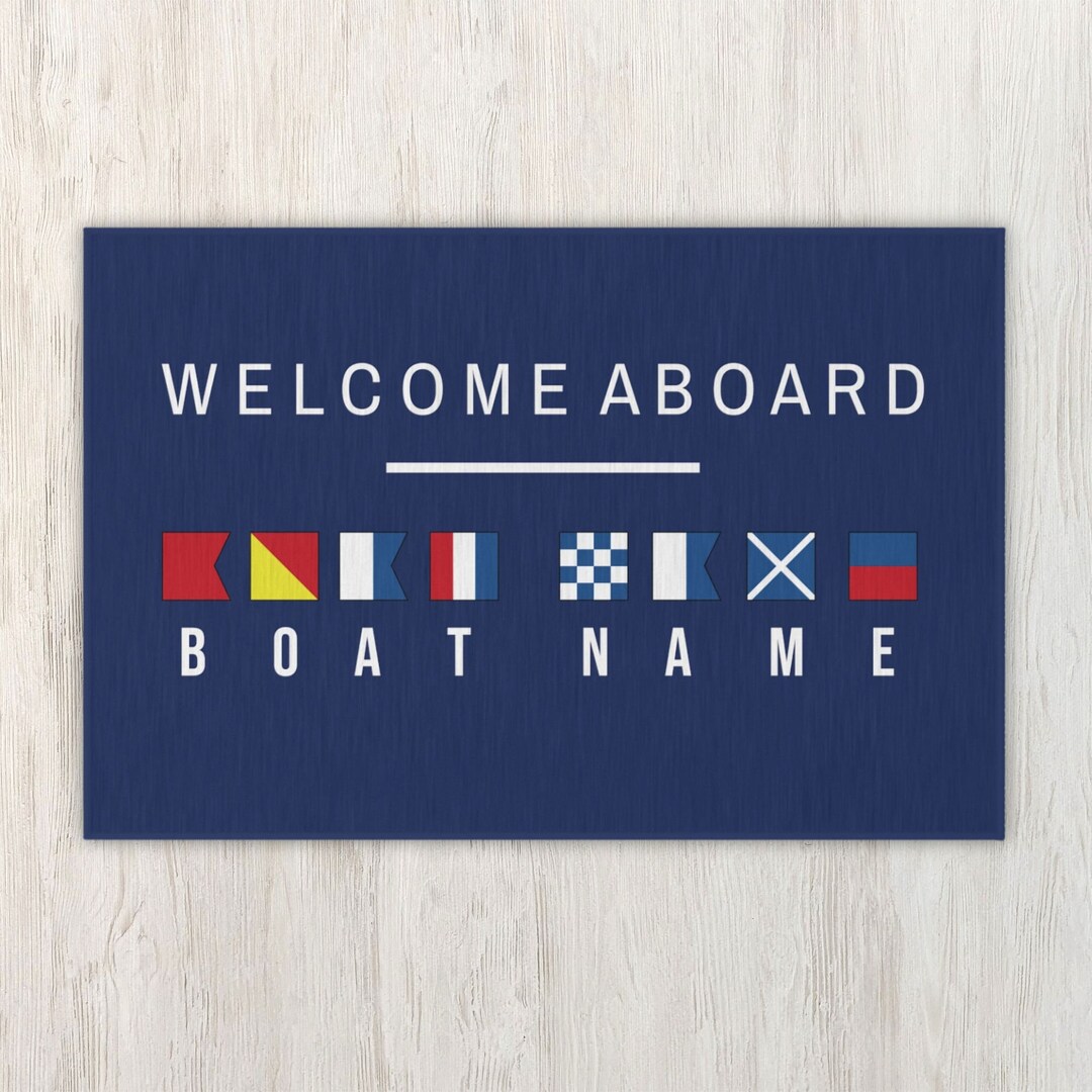 Boat Welcome Aboard Mat, Boat Owner Welcome Mat, Boat Outdoor Rug ...