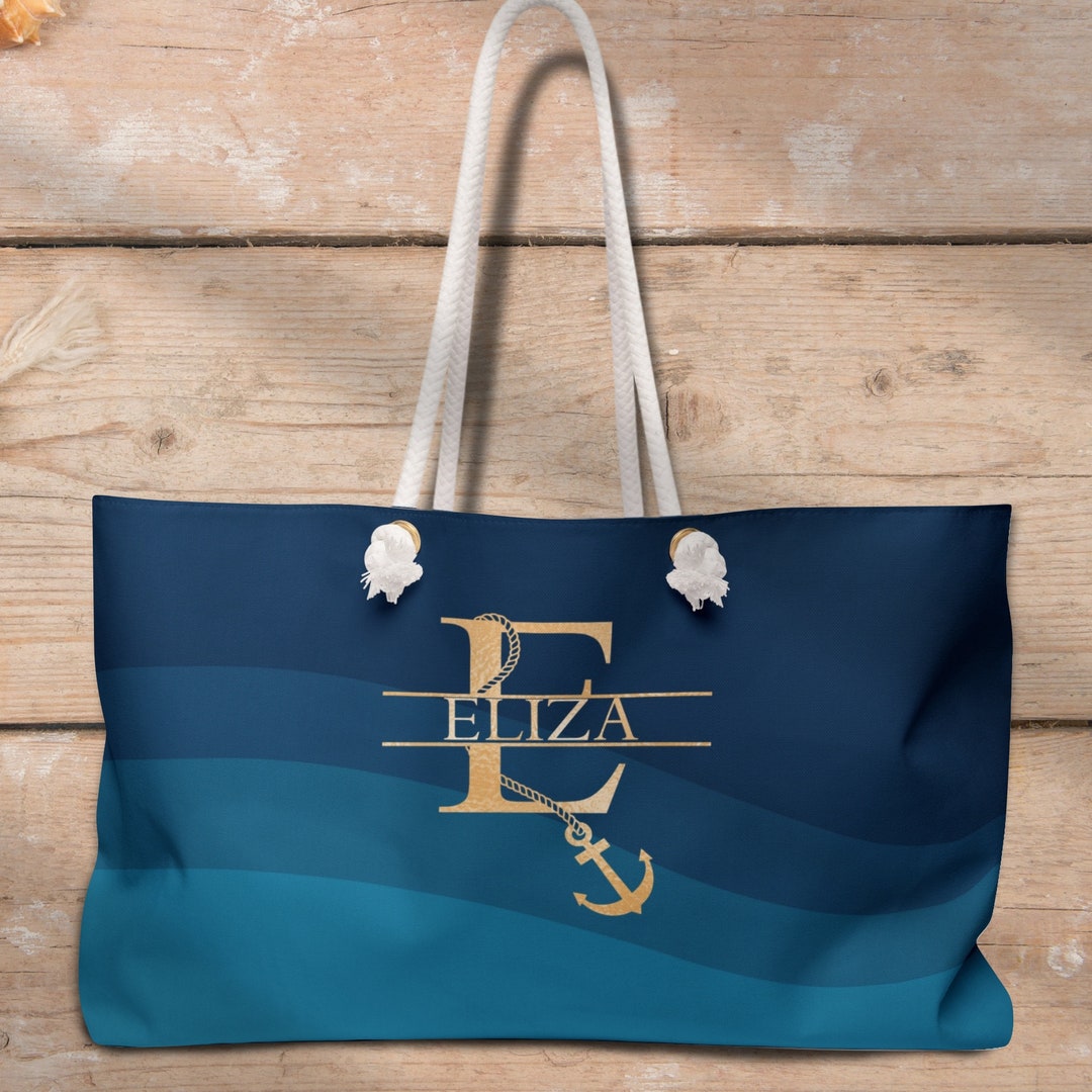 Personalized Nautical Bag, Nautical Weekender Bag, Nautical Tote Bag ...