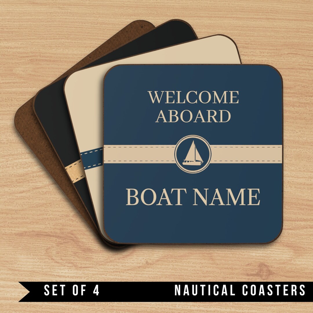 Set of 4 Quality Coasters, Personalized Sailboat Coaster, Boat Coasters ...