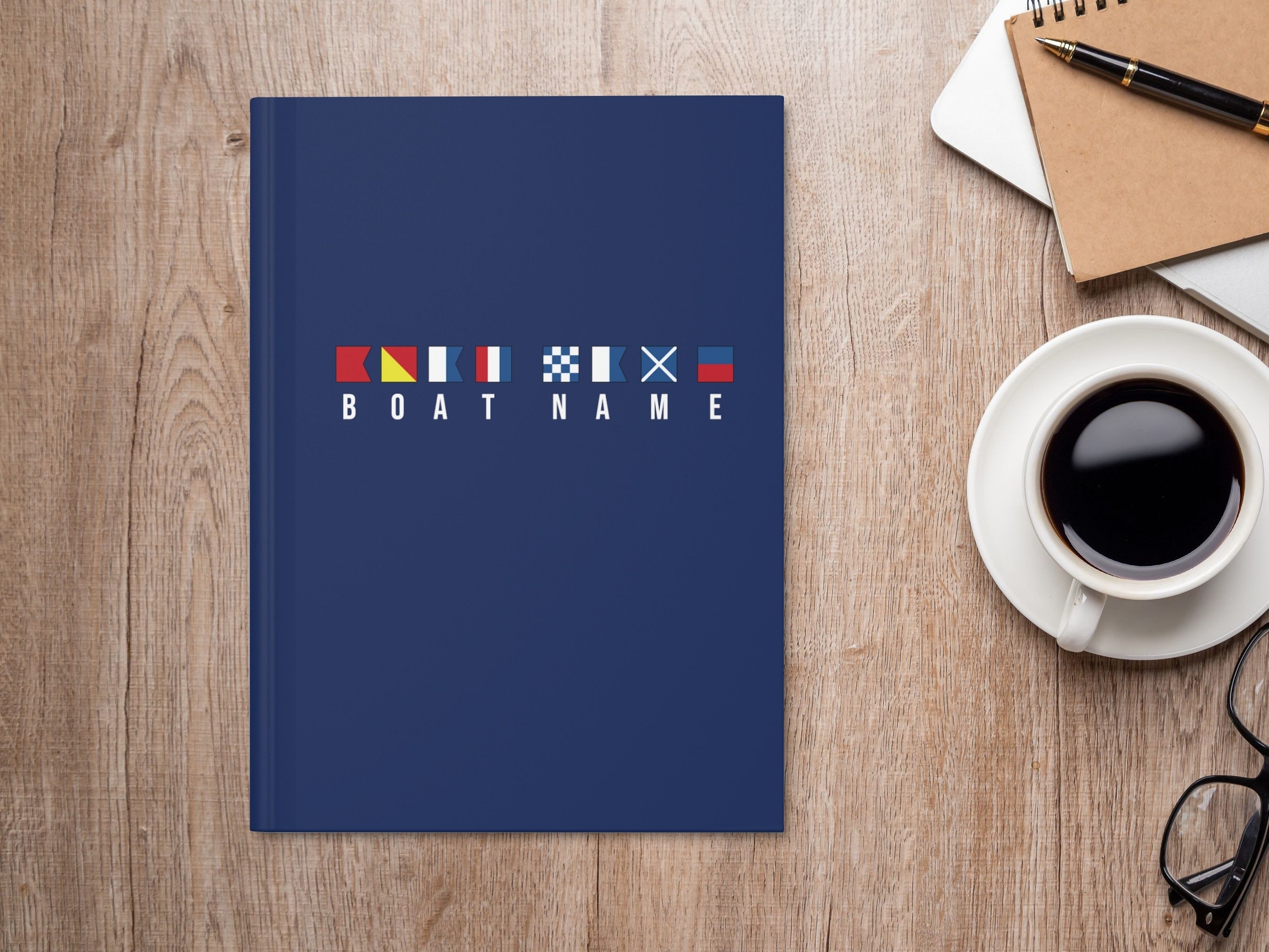 Personalized Journal With Nautical Flags, Custom Captain Log or Boat ...