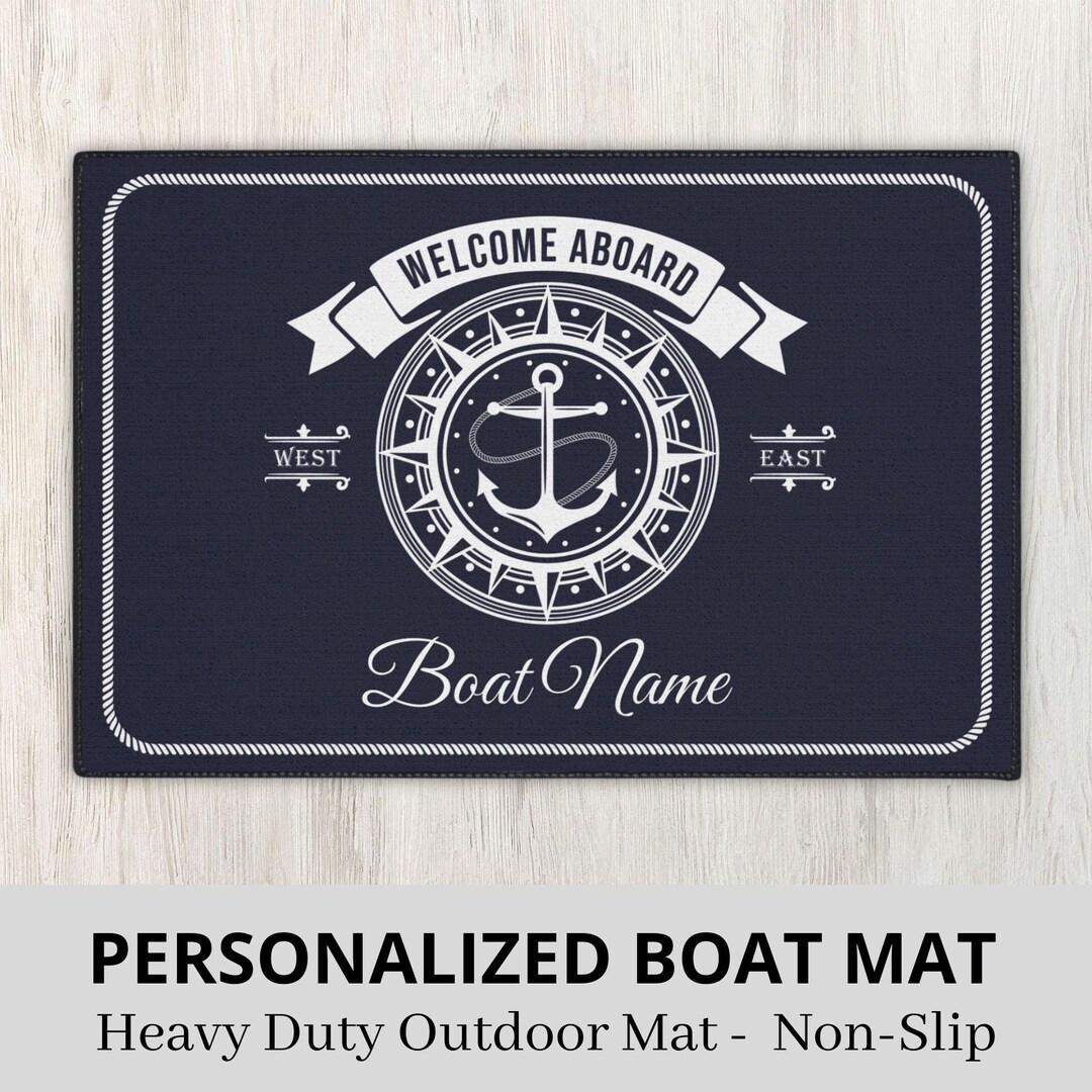 Personalized Boat Mat, Welcome Aboard Mat for Boat or Yacht, Nautical ...