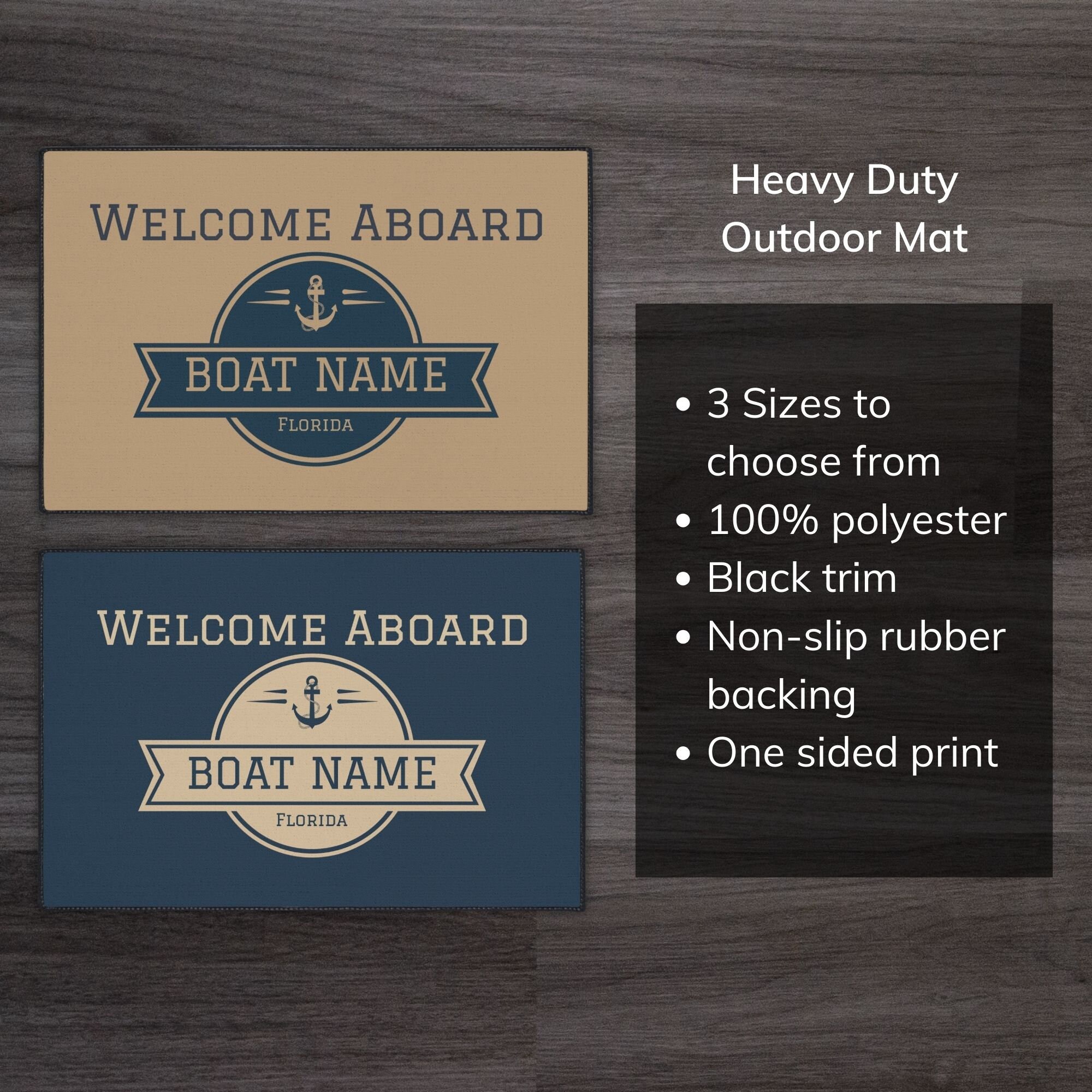 Welcome Aboard Boat Mat, Personalized Heavy Duty Outdoor Mat for Boat ...