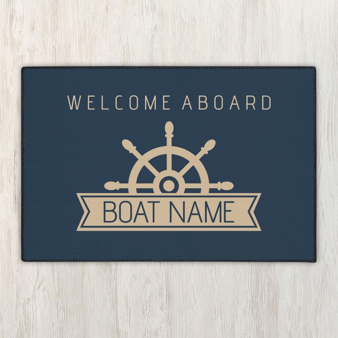Welcome Aboard Boat Mat, Personalized Heavy Duty Outdoor Mat for Boat ...