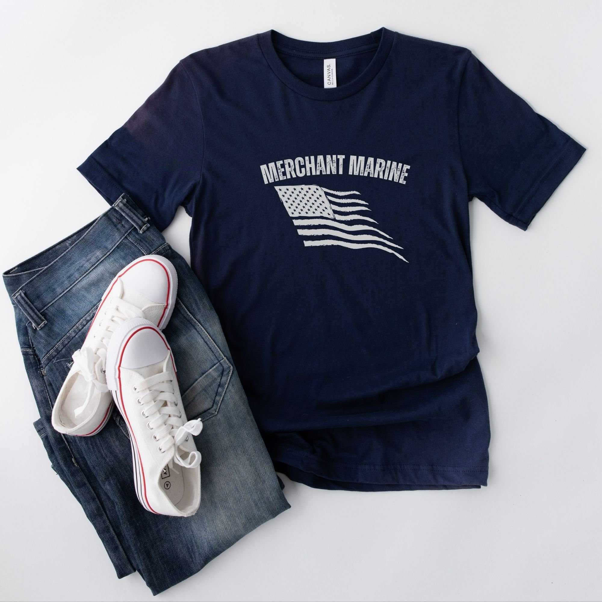 Merchant Marine T-shirt, American Flag Merchant Mariner Shirt, Tee ...