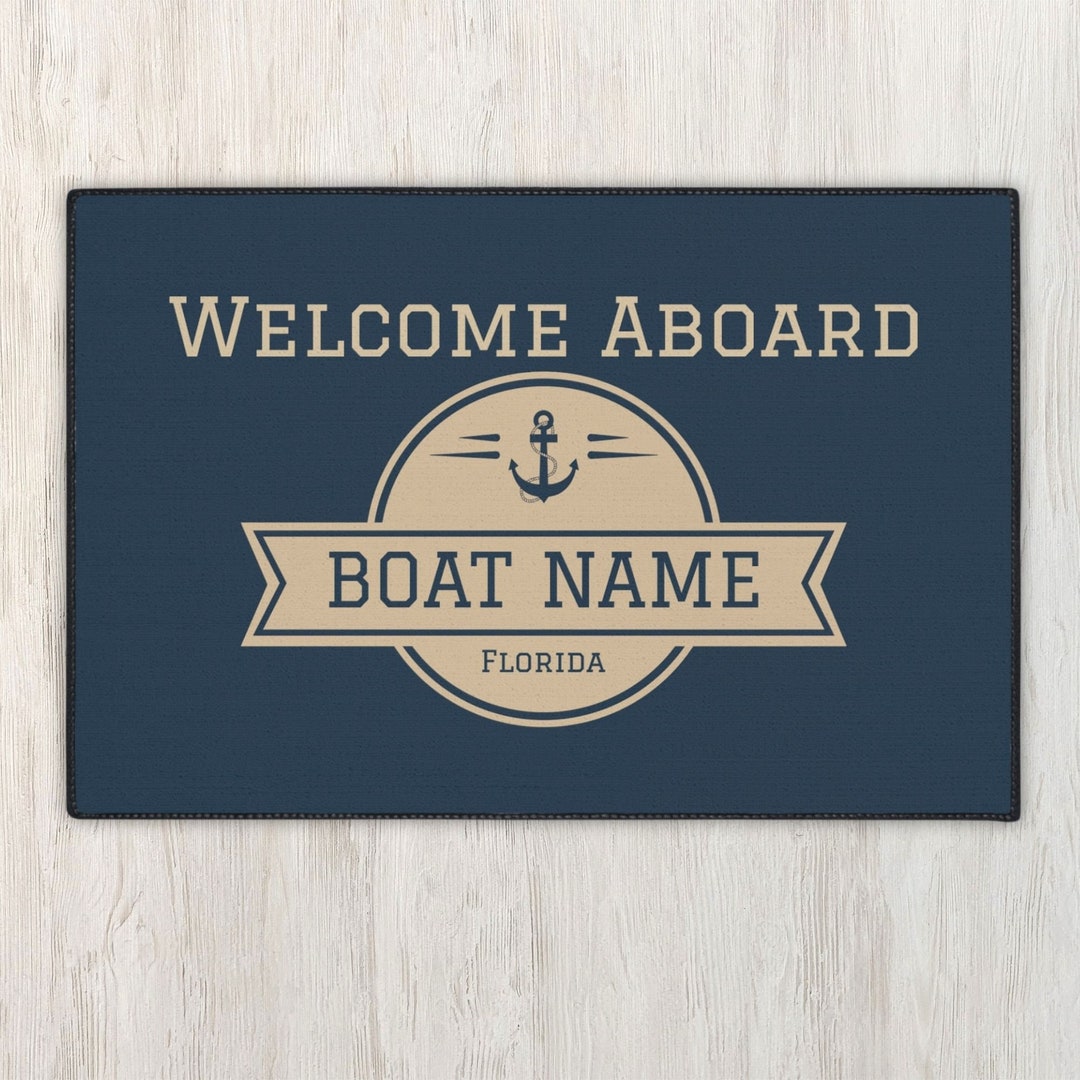 Welcome Aboard Boat Mat, Personalized Heavy Duty Outdoor Mat for Boat ...