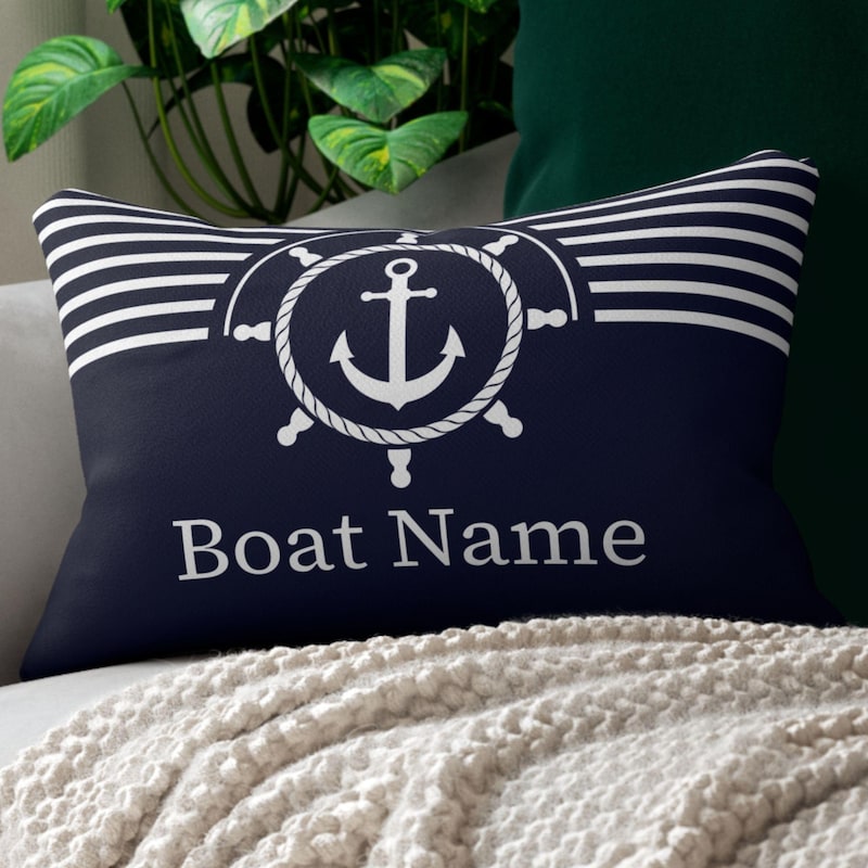 Striped Anchor Pillow - Etsy