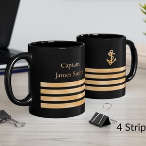 Personalized Mug With Ship Captain Insignia or Epaulette, Ship Captain ...