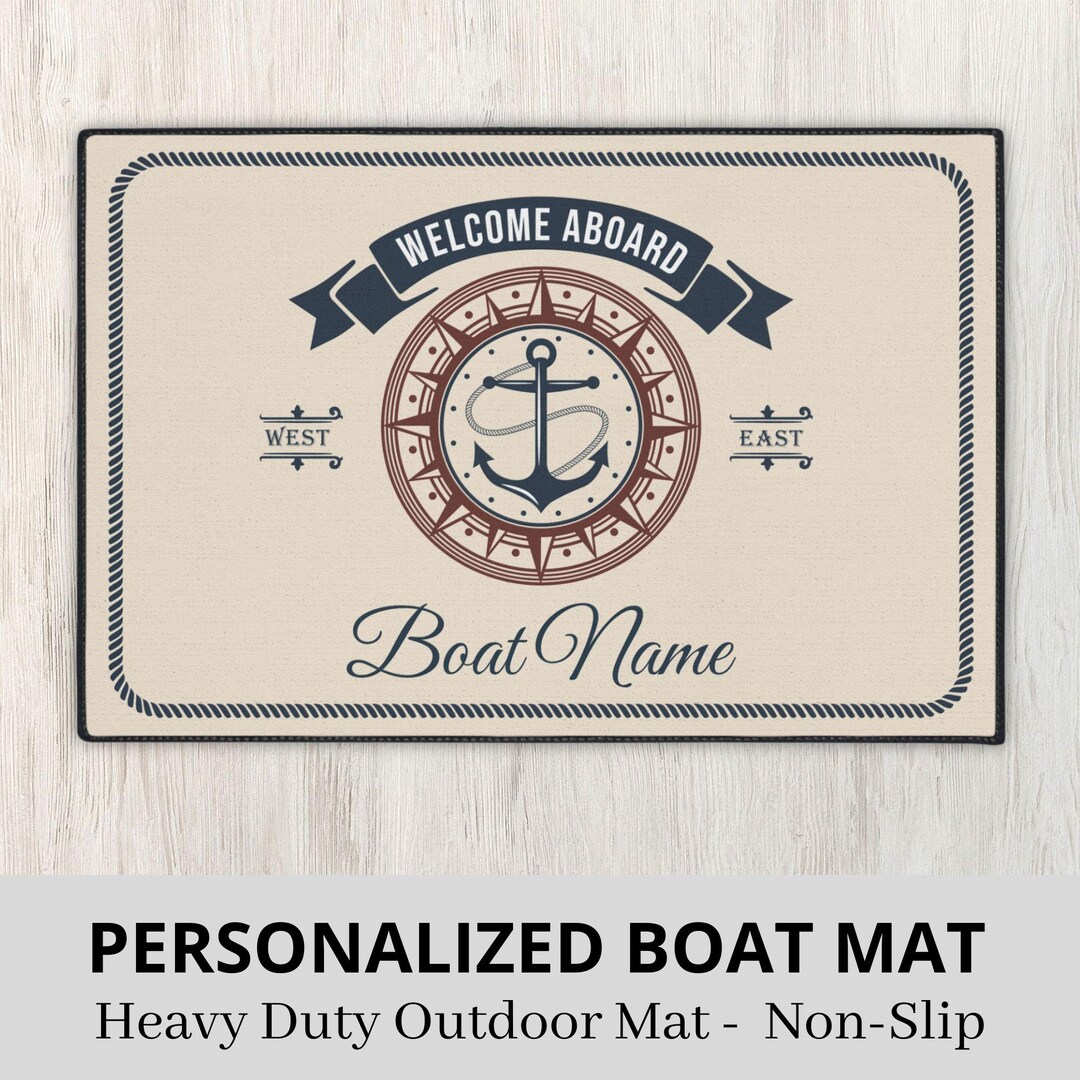 Personalized Boat Mat, Welcome Aboard Mat for Boat or Yacht, Nautical ...