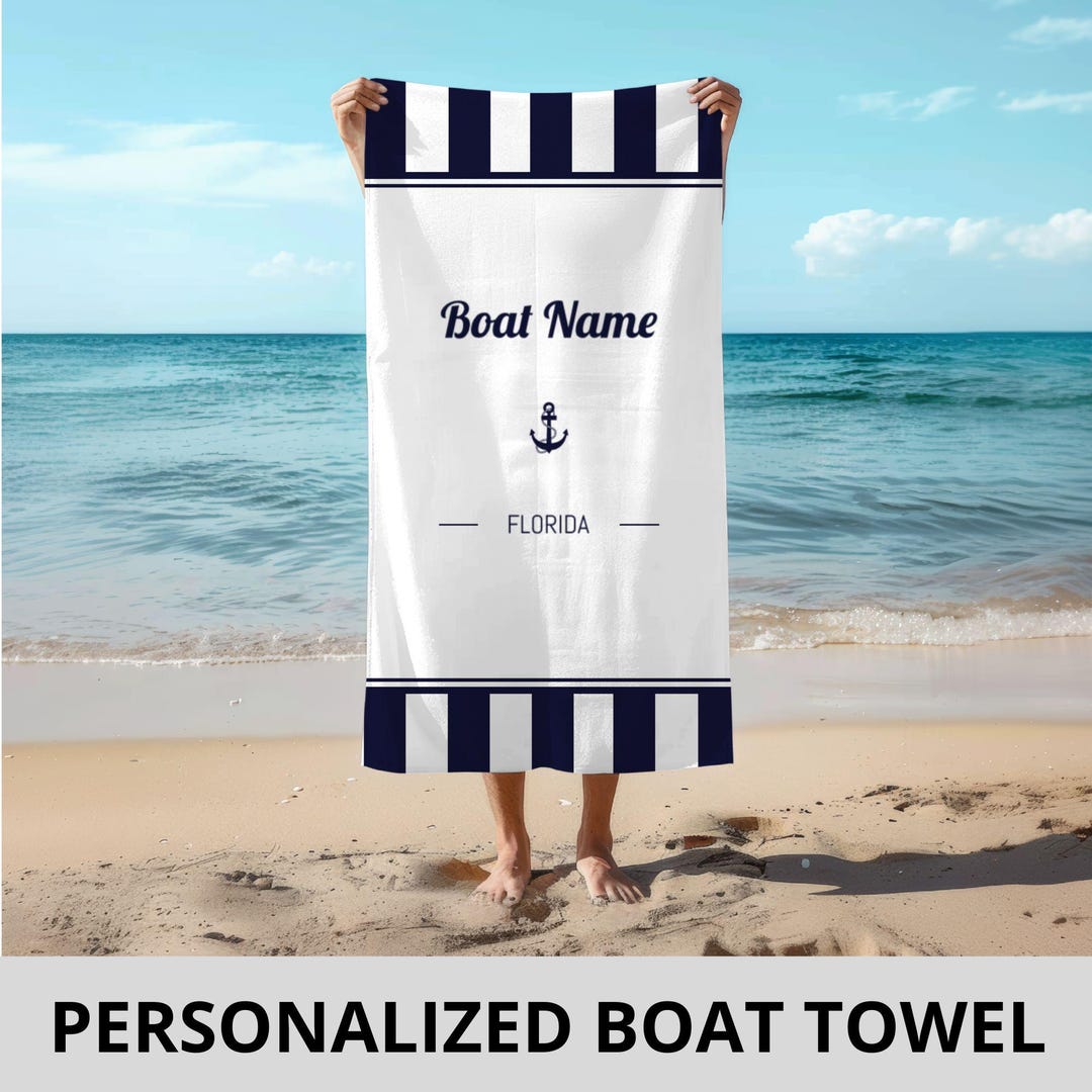 Personalized Boat Towel With Name & Location | Nautical Gift for ...