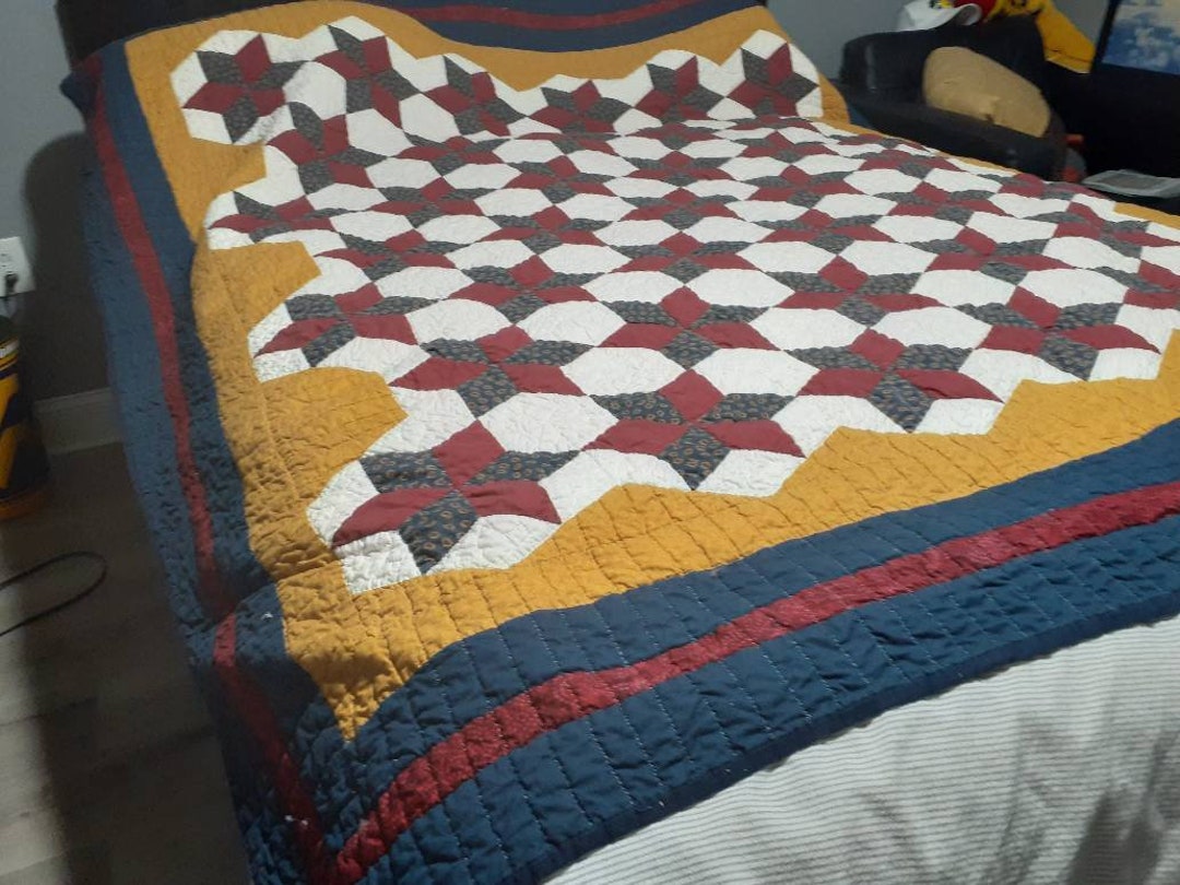 Hand-pieced, Hand-quilted Star Quilt Full Coverlet Size 73 X 73 Inches - Etsy