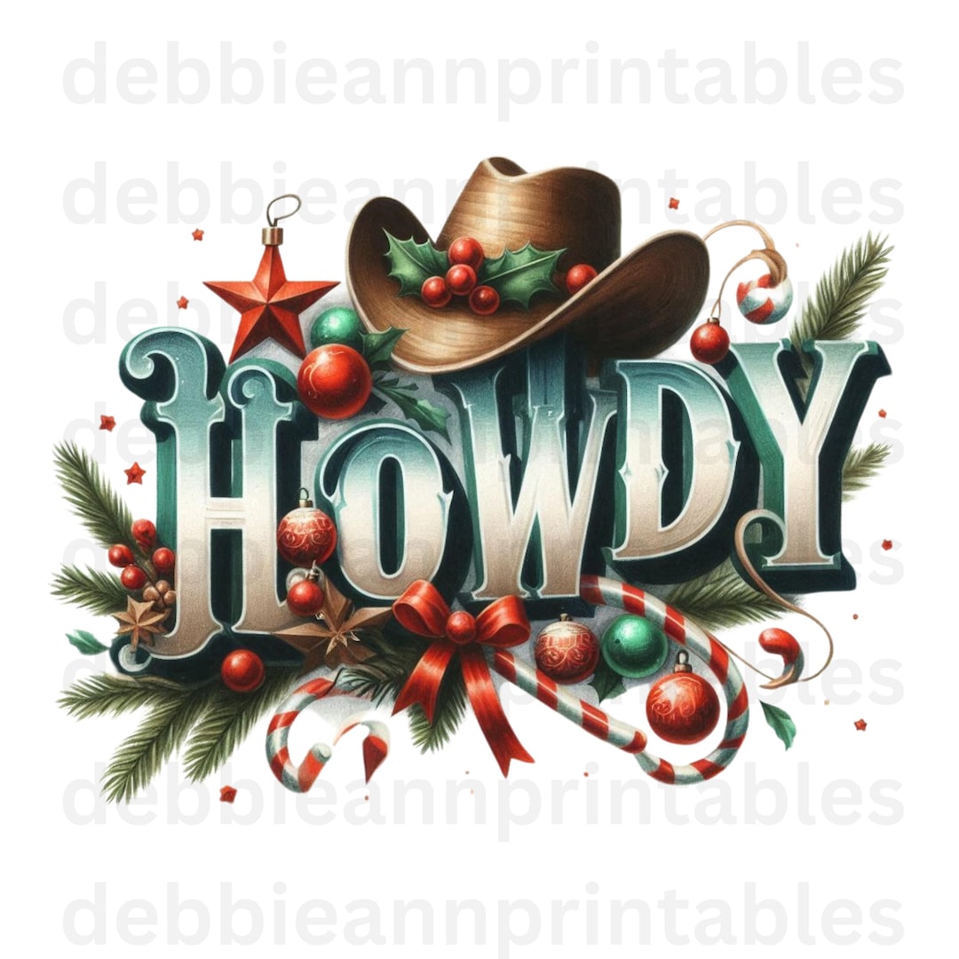 Howdy Christmas PNG, Western Christmas Png, Holiday Png, Christmas ...