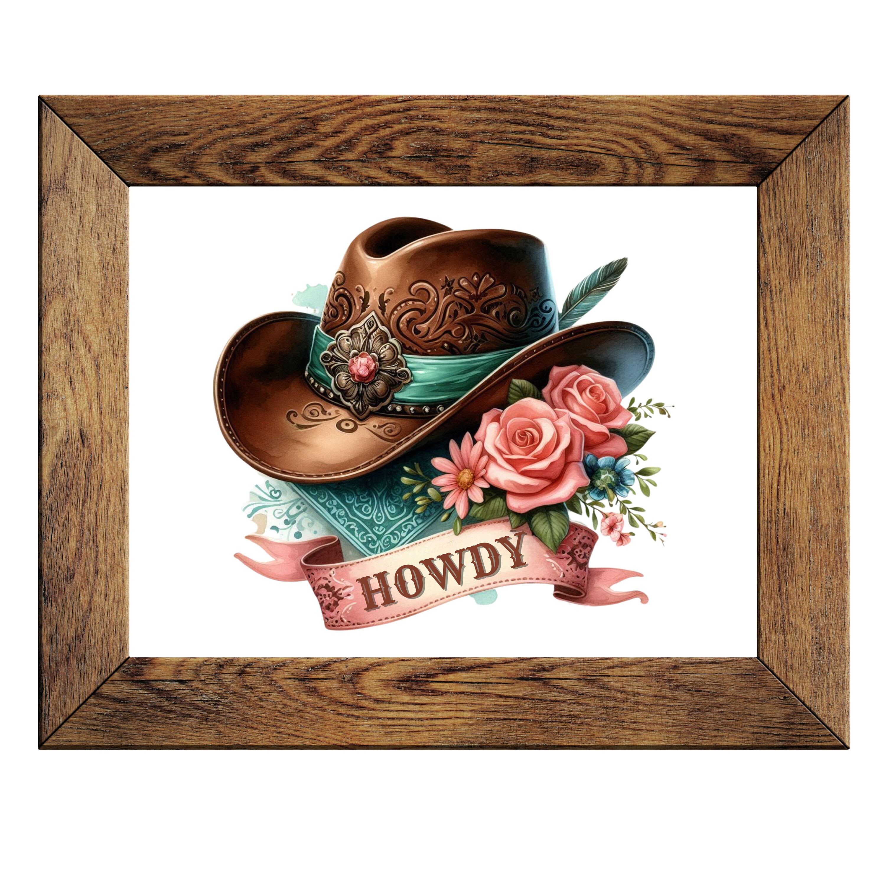 Howdy Cowboy Hat With Flowers Png, Country Girl Design Png, Western ...