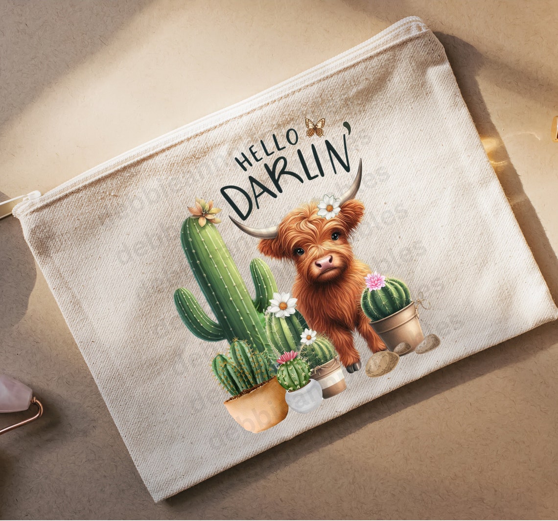 Hello Darlin PNG, Highland Cow Png, Cow Lover Png, Cactus Lover, Plant ...