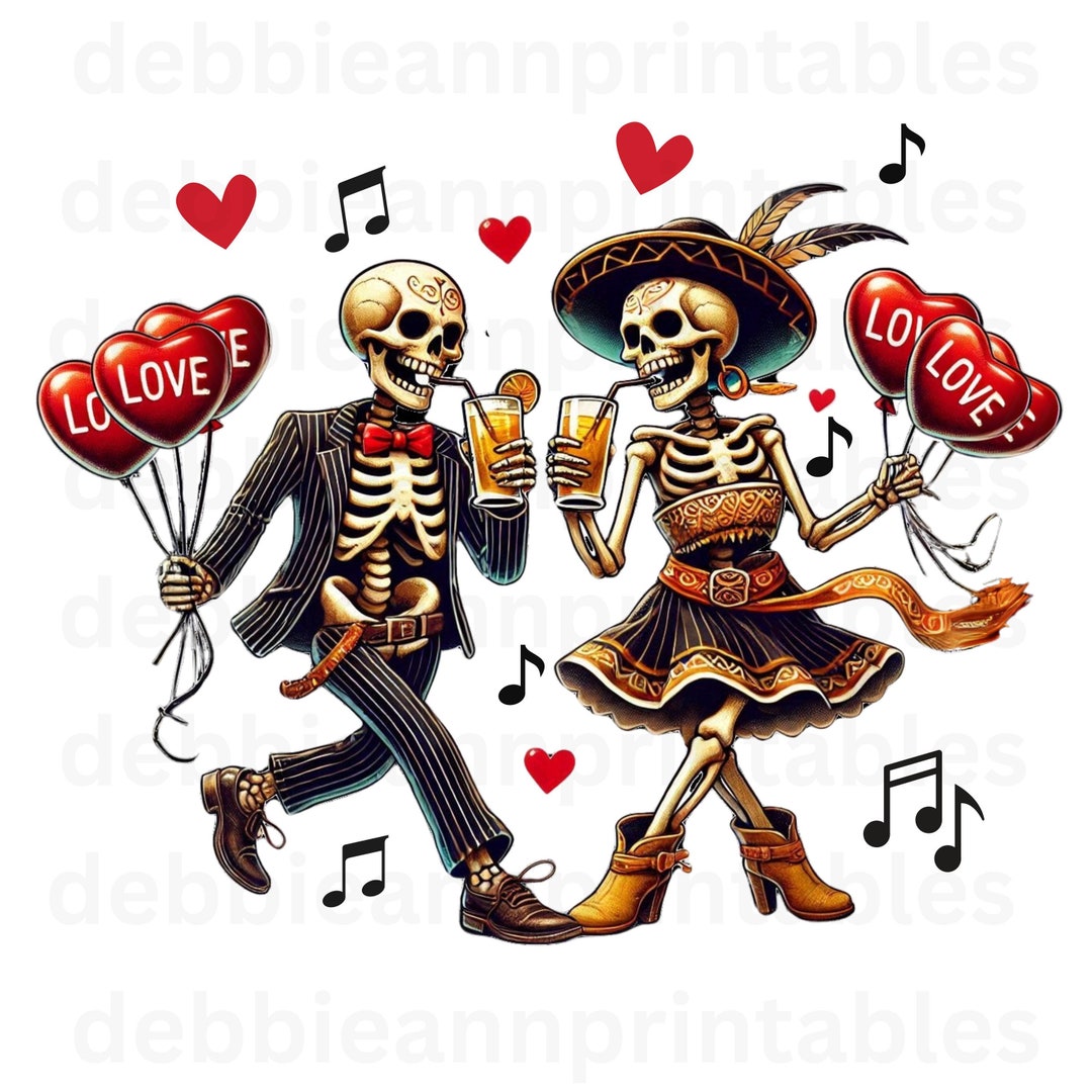 Skeleton Couple, Valentines's Png, Skeleton Lovers, Dancing Skeletons ...