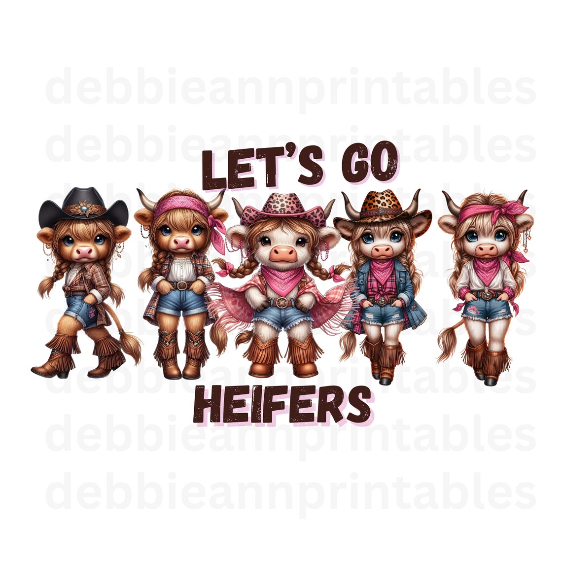 Lets Go Heifers PNG, Cute Heifers Design Png, Highland Cow Lover Png ...