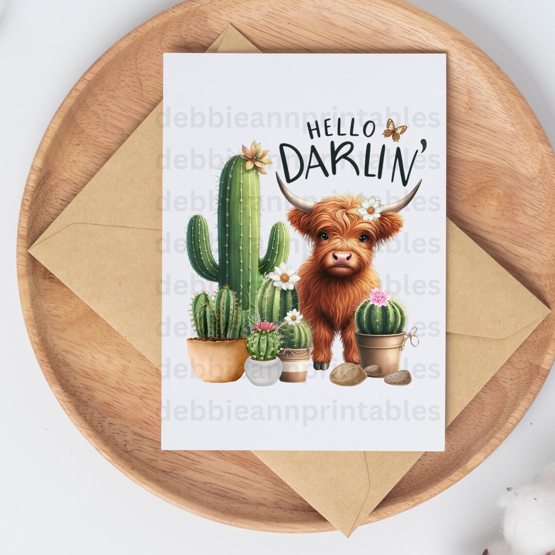 Hello Darlin PNG, Highland Cow Png, Cow Lover Png, Cactus Lover, Plant ...