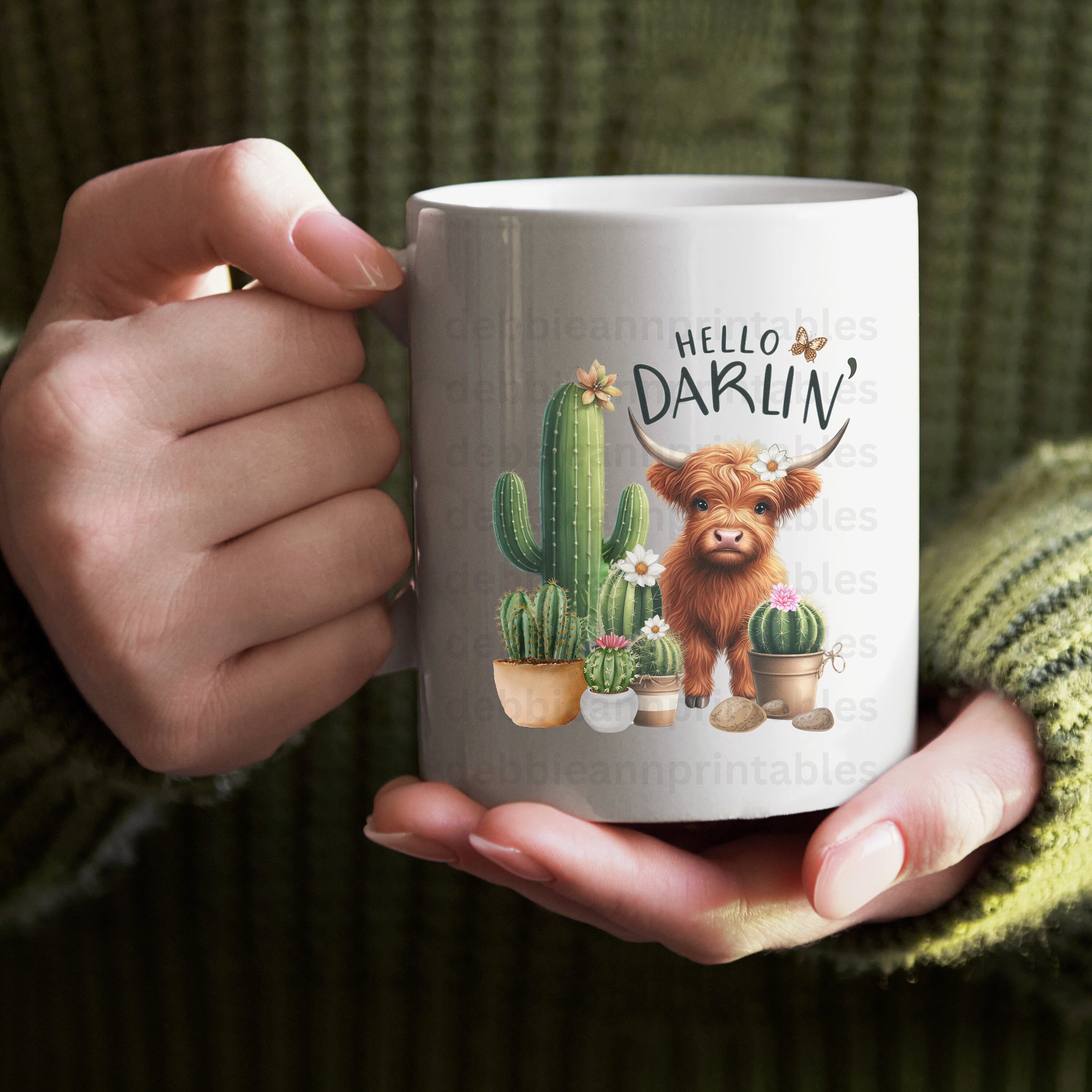 Hello Darlin PNG, Highland Cow Png, Cow Lover Png, Cactus Lover, Plant ...